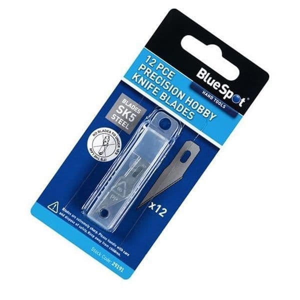Blue Spot Tools 12pc Precision Hobby Knife Blades | Tools & Leisure