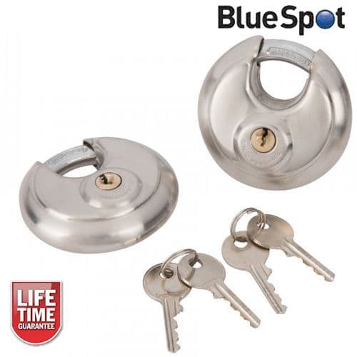 Blue Spot Tools 2pc 70mm Discus Padlock - Disc Locks | Tools & Leisure