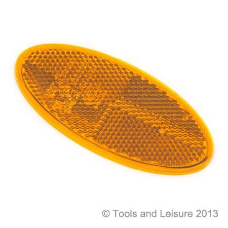 Oval Self Adhesive AMBER Reflector - Caravan Reflectors | Tools & Leisure