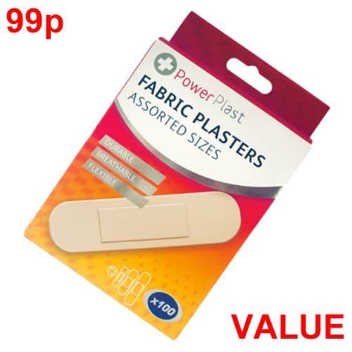 PowerPlast 100 Assorted Fabric Plasters | Tools & Leisure