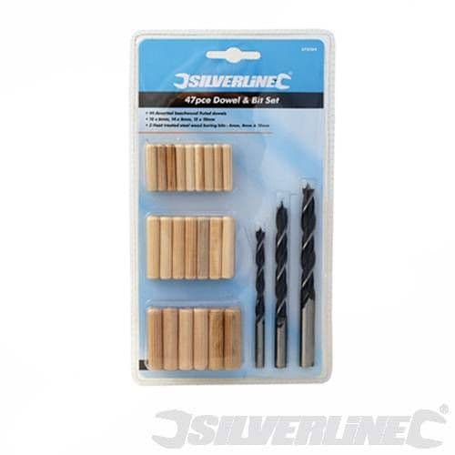 Silverline Tools 47pc Dowel and Bit Set - Dowels | Tools & Leisure