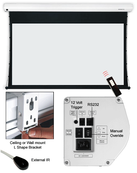 Grandview 10ft Motorised Tab Tensioned Screen 16 9