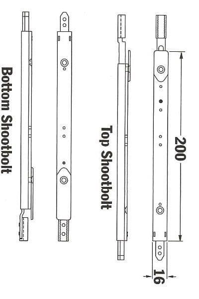 LOCKMASTER STD TOP AND BOTTOM SHOOTBOLT EXTENSIONS