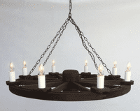 Rustic 8-Light Wooden Cartwheel Light | Tradwoodlights