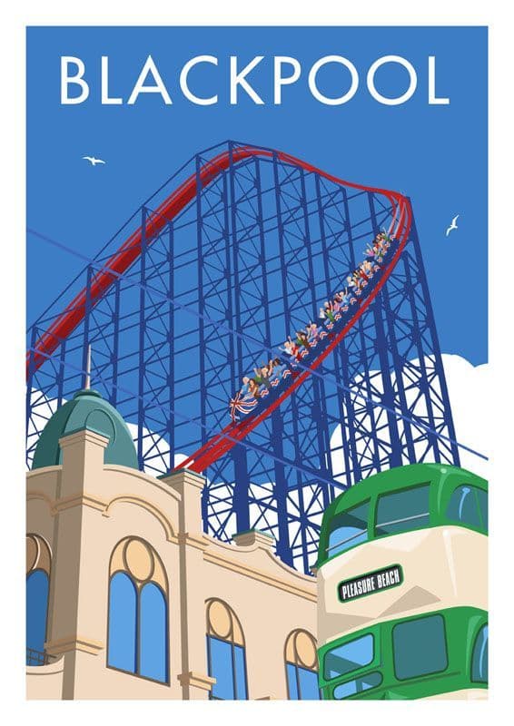 Blackpool Pleasure Beach Vintage Inspired Travel Poster by Stephen ...