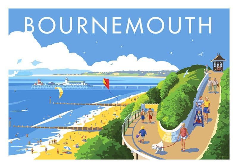 Bournemouth Pier and Promenade Vintage Inspired Travel Poster by ...