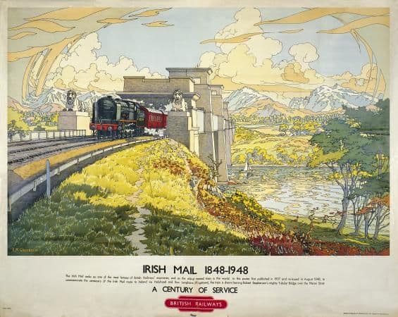 Britania Bridge Vintage Railways Poster Print Irish Mail Train British ...