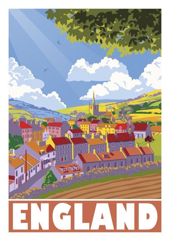 England United Kingdom Vintage inspired poster English Village by ...