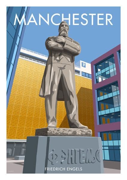 Friedrich Engels Statue Manchester Vintage Inspired poster by Stephen ...