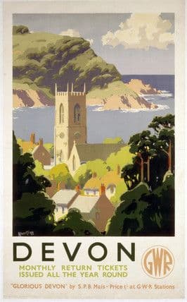Devon Great Western Railway Vintage Travel Poster By Frank Newbould 1939 Devon Great Western Railway Vintage Travel Poster By Frank Newbould 1939