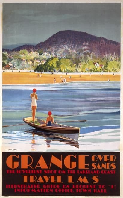 Grange Over Sands Cumbria Vintage LMS Travel poster by Frank Ball