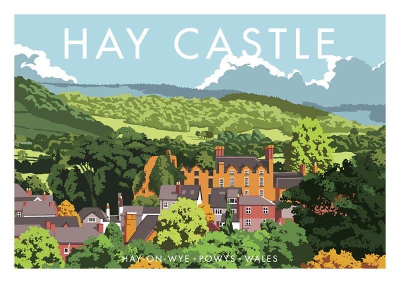 Hay Castle Hay-On-Wye Powys Wales Vintage inspired poster by Stephen ...