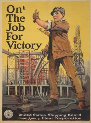 On the job for victory Vintage American WW1 Poster