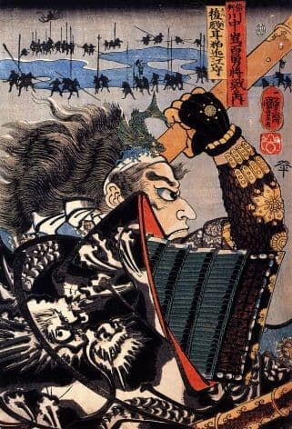 Samurai warrior poster - Battle in the background