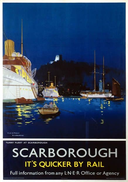 Scarborough Tunny Fleet Yorkshire LNER Vintage Travel Poster by Frank ...