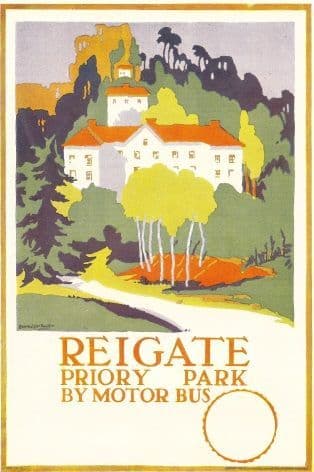 Vintage English poster - Reigate London bus poster