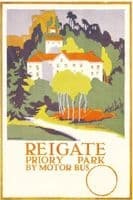 Vintage English poster - Reigate London bus poster