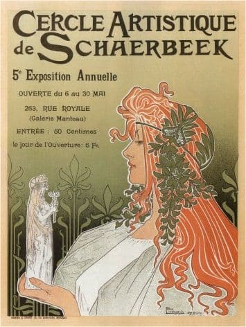 Vintage French poster - Artistic Club of Schaerbeek 5th annual show 1897