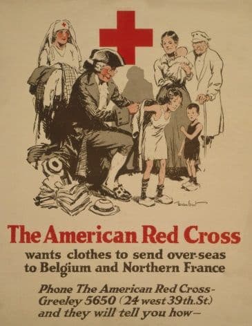 Vintage Red Cross Poster Appealing for Clothes