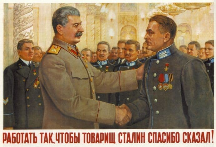 Vintage Russian poster - Work well so that comrade Stalin will say ...