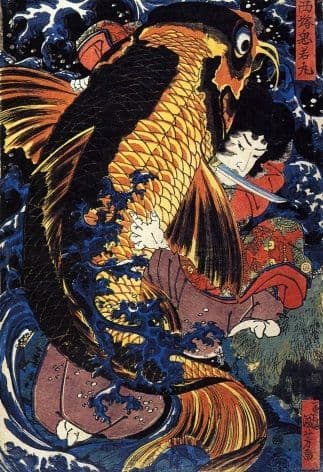 Vintage samurai warrior poster - Fish demon