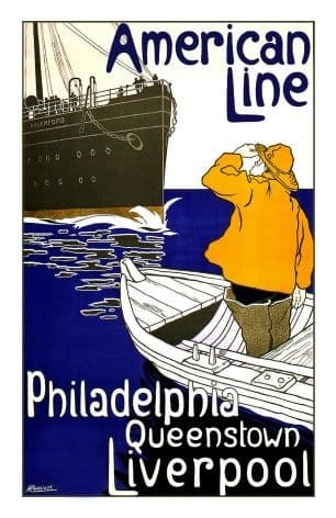 Vintage shipping poster - Philadelphia Queenstown Liverpool