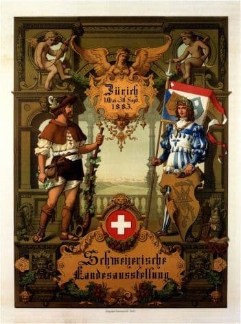 Vintage Swiss National Exhibition poster 1887