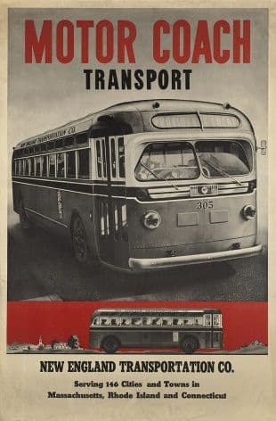 Vintage transport poster - Motor coach transport America