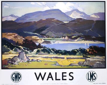 Welsh Railway Travel Poster Art Print Wales by LMS and GWR