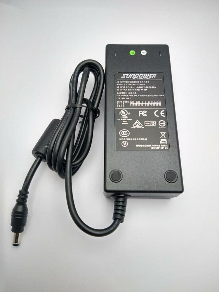 SunPower EA11011H-120 12V 10A 120W Power Adapter Supply PSU