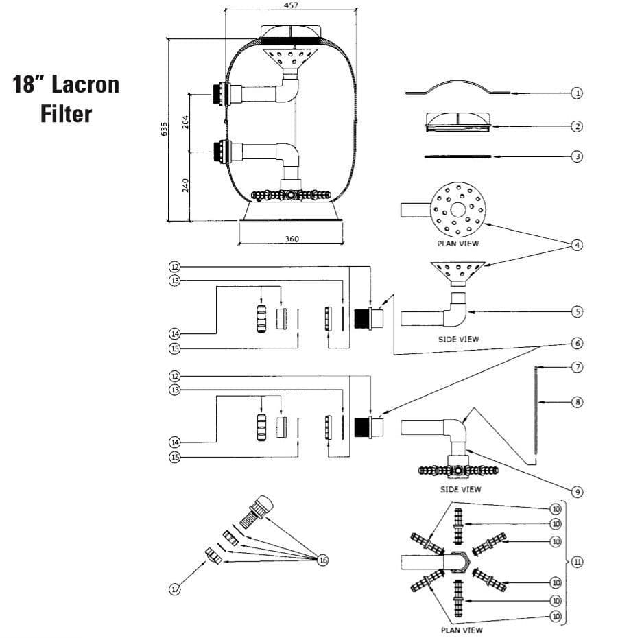 Lacron 18" Swimming Pool Sand Filter Spare Parts