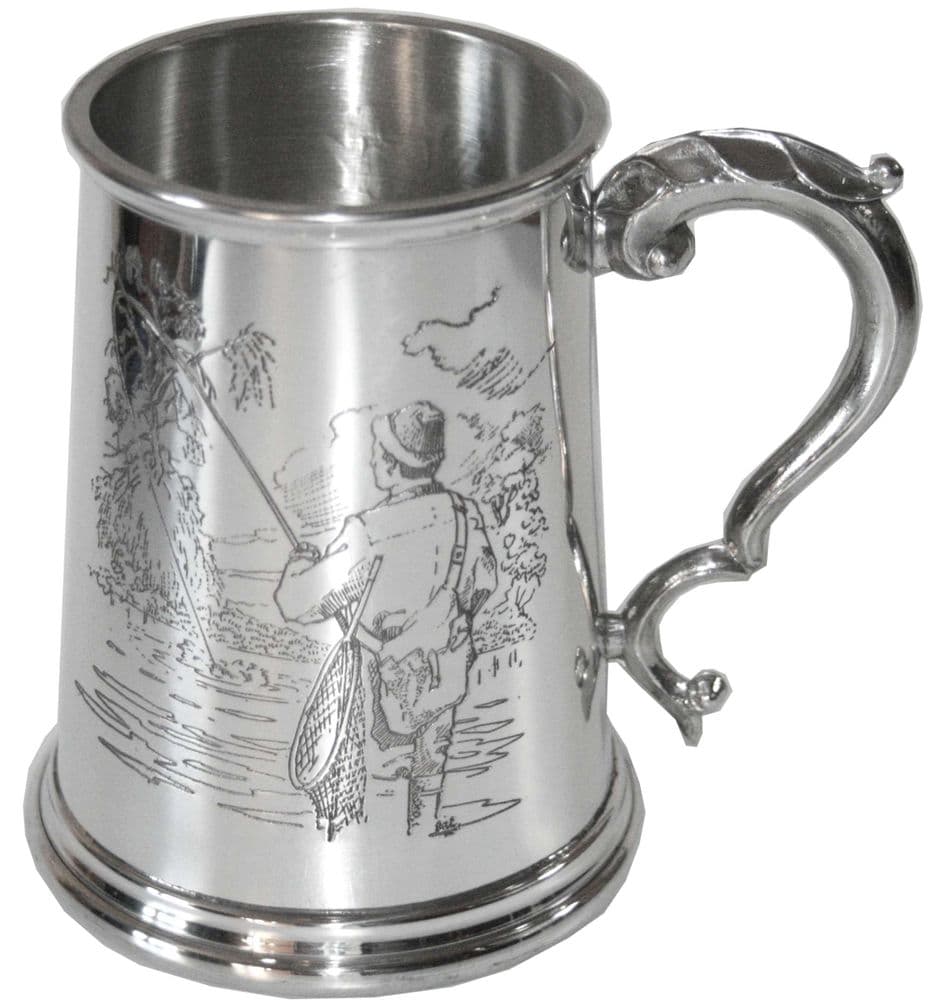1pt Fishing Pewter Tankard