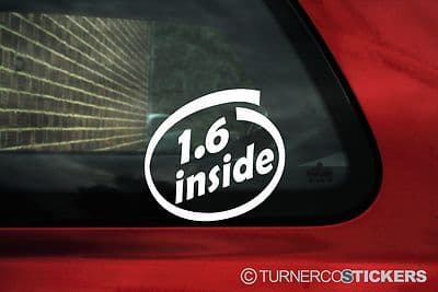 2x 1 6 inside stickers / Decals - Ideal for 1 6 litre / 1600 cc motor car