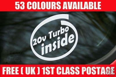 2x 20v Turbo inside stickers for 20vT 20 Valve car