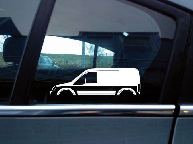 2X Car silhouette stickers - for Ford Transit Connect Mk1 low roof van S233