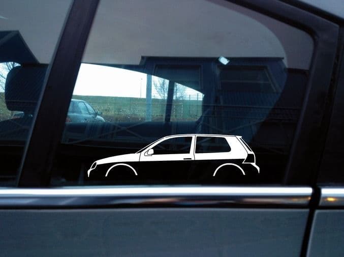 2x Car Silhouette stickers - VW Golf Mk4 3-DOOR GTi 1 8t TDi