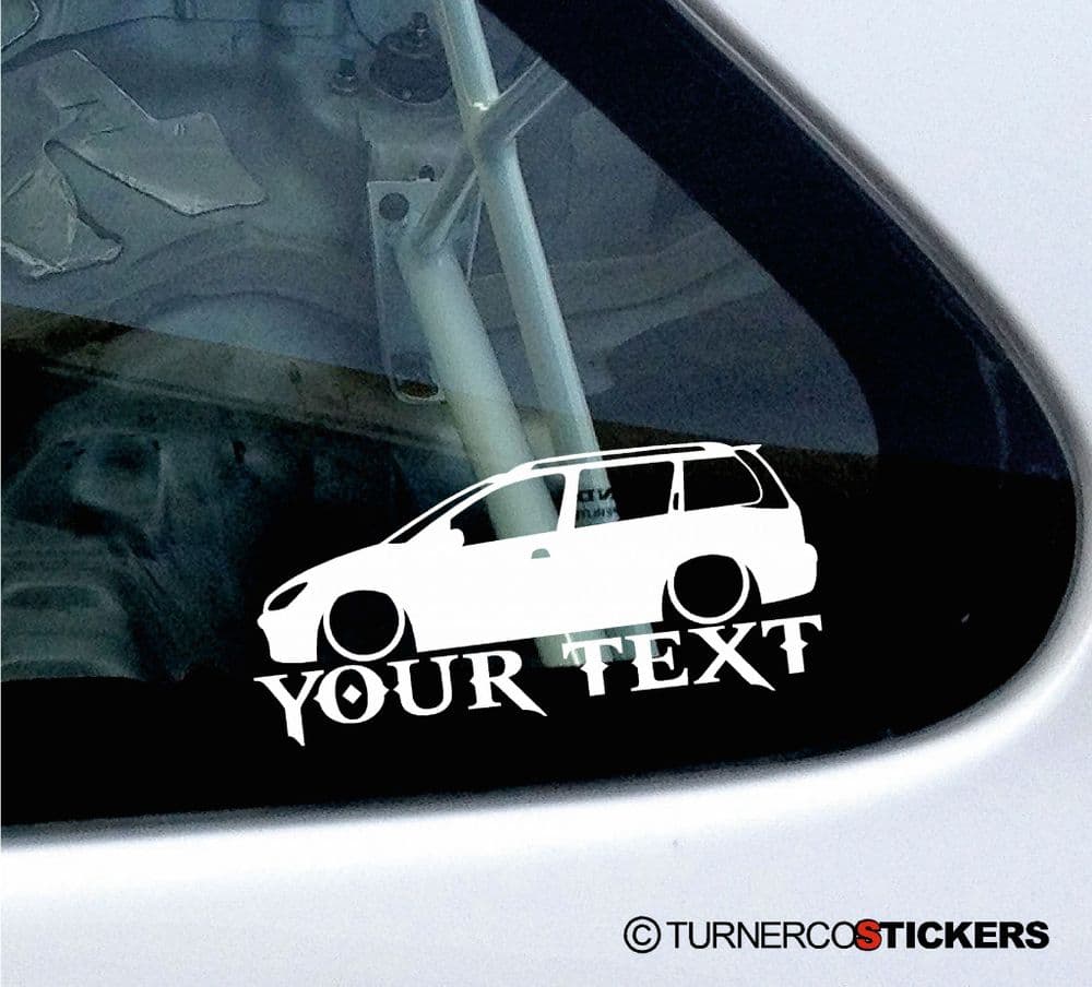 2x Custom YOUR TEXT Lowered car stickers - Peugeot 206 SW HDi estate wagon