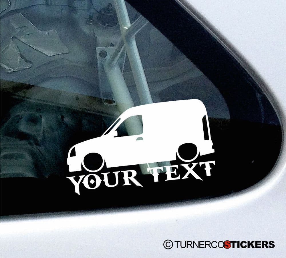 2x Custom YOUR TEXT Lowered car stickers - Renault Kangoo Van Mk1 pre ...
