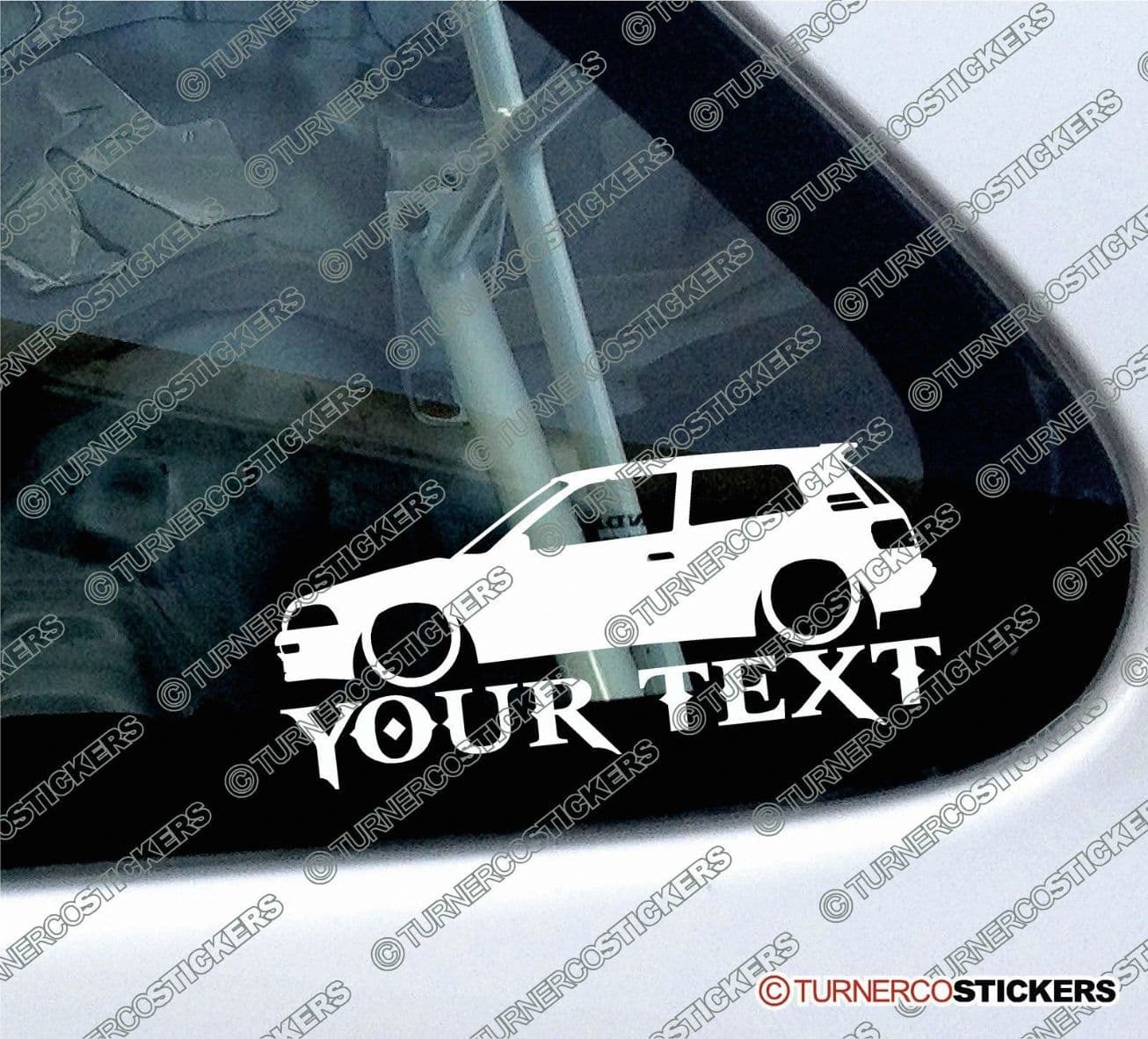 2x Custom YOUR TEXT Lowered car stickers - Toyota E90 Corolla GT Twin ...