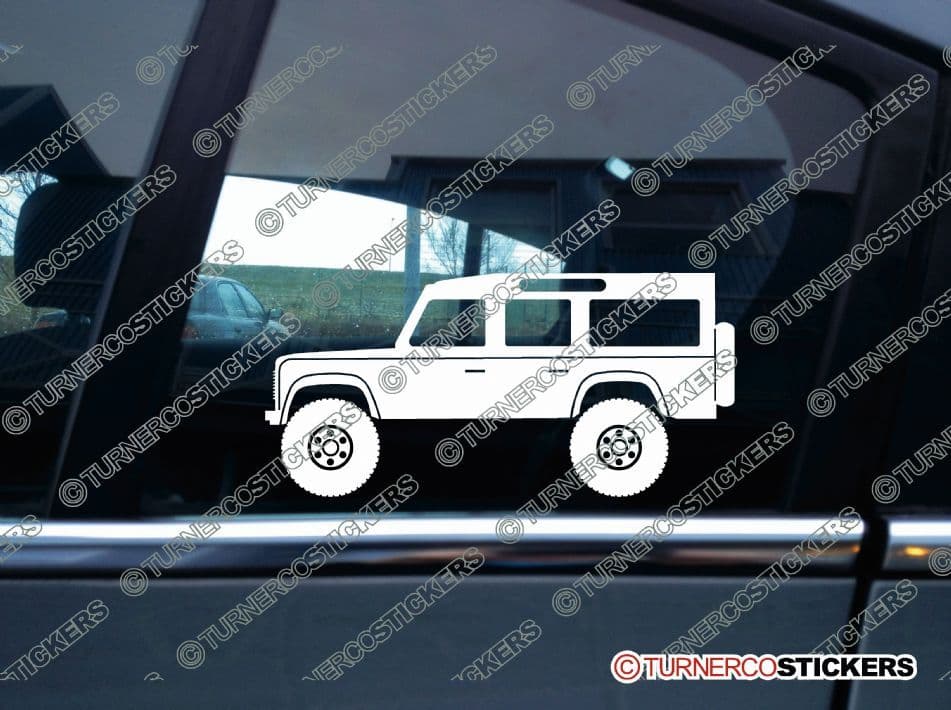 2x Lifted Land Rover Defender 110 WAGON offroad 4x4 silhouette stickers