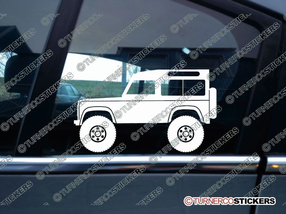 2x Lifted Land Rover Defender 90 WAGON offroad 4x4 silhouette stickers