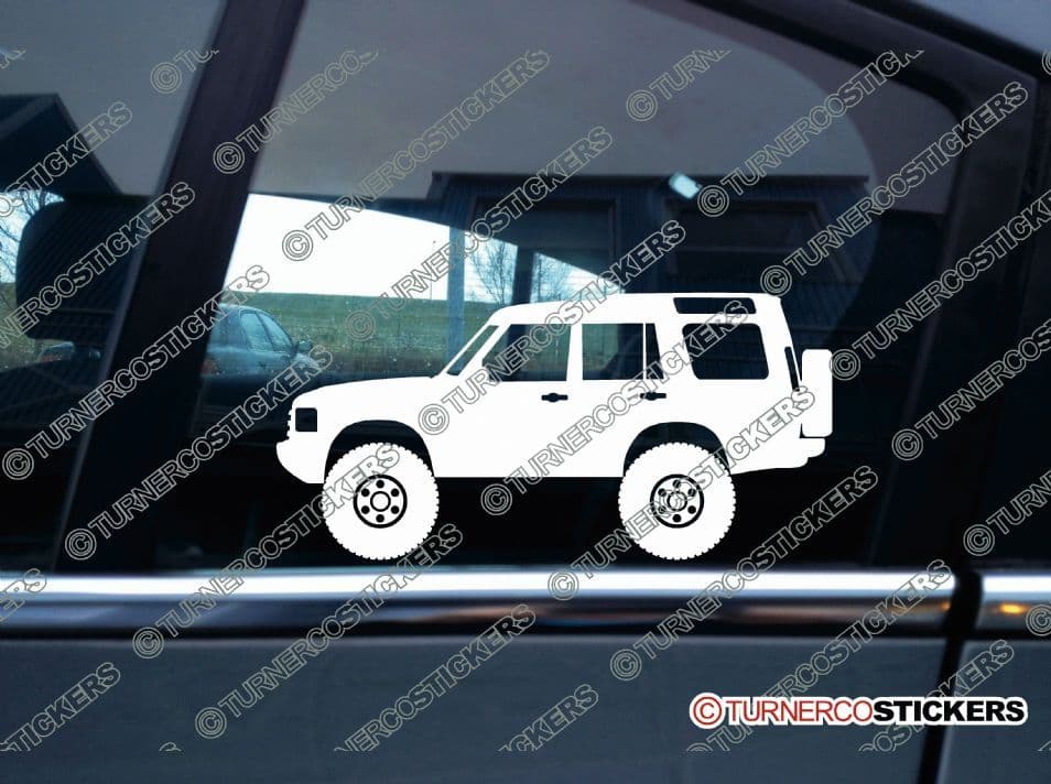 2x Lifted Land Rover Discovery series 2 offroad 4x4 silhouette stickers