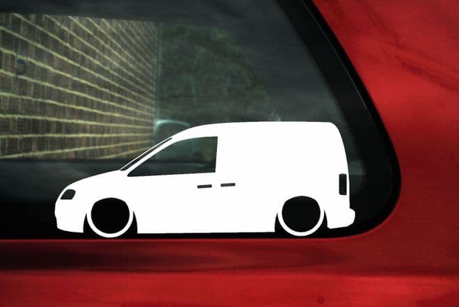 2x Low car outline stickers - for Volkswagen caddy van 2k mk3 vw