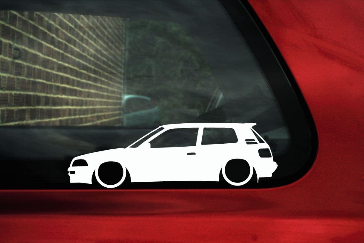 2x Low car outline stickers Toyota Corolla GTi / GT Twin Cam AE92