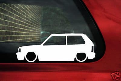 2x LOW Fiat Panda Mk1 Silhouette outline stickers Decals for Panda 86 ...