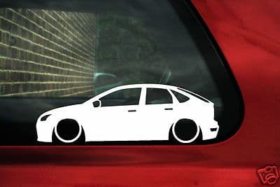 2x LOW Ford focus mk2 5 DOOR ST zetec TDCi outline Silhouette sticker Decal