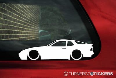 2x LOW lowered Porsche 944 silhouette outline car stickers