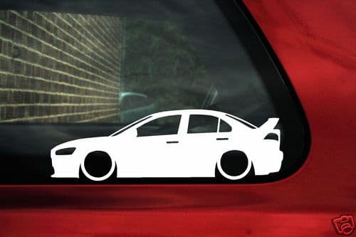 2x LOW Mitsubishi lancer Evo 10 evolution outline Silhouette stickers ...