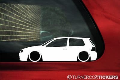 2x LOW Mk4 Golf 1 8t R32 GTi 3 door outline silhouette stickers