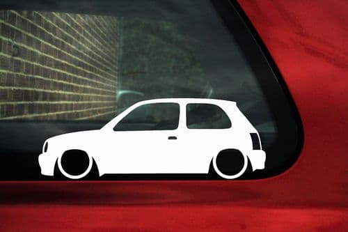 2x LOW Nissan Micra K11 outline silhouette stickers Decals